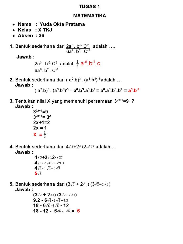 TUGAS 1 Matematika | PDF