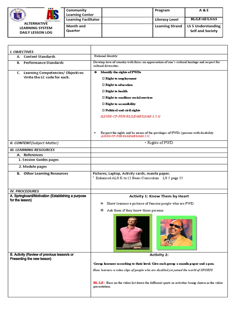 LS5-Rights of PWD | PDF | Learning | Communication