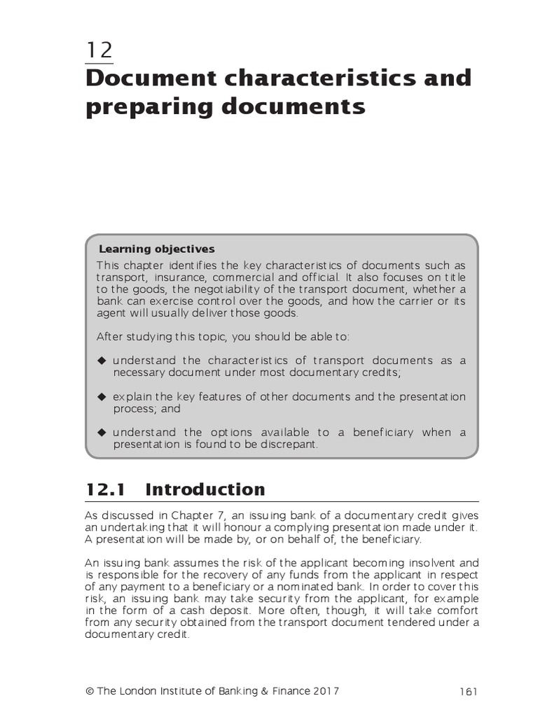 Document Characteristics and Preparing Documents: Learning Objectives ...