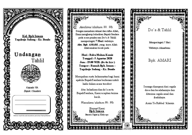 144116078-Undangan-Yasin-Tahlil SADENG | PDF