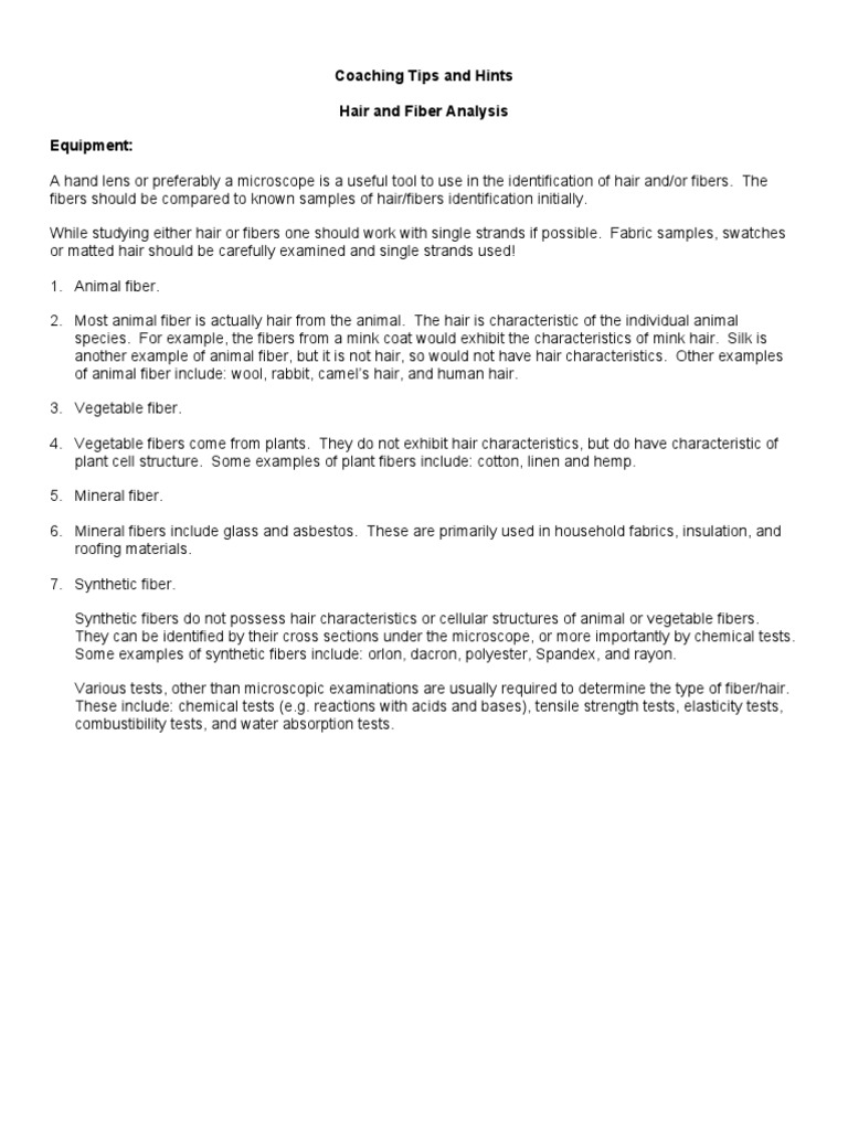 Forensics-Hair+and+Fiber+Analysis Lab | PDF | Textiles | Fibers
