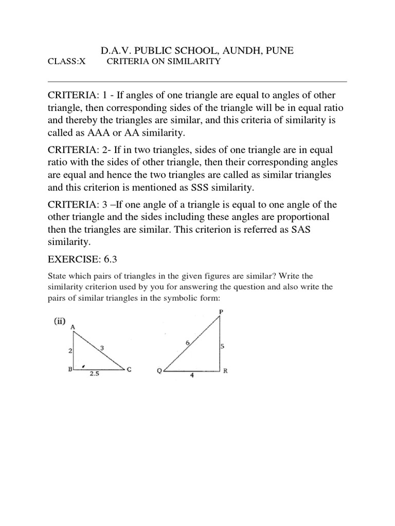 Similar Triangles: Criteria for Similarity and Examples Using AAA, SSS ...