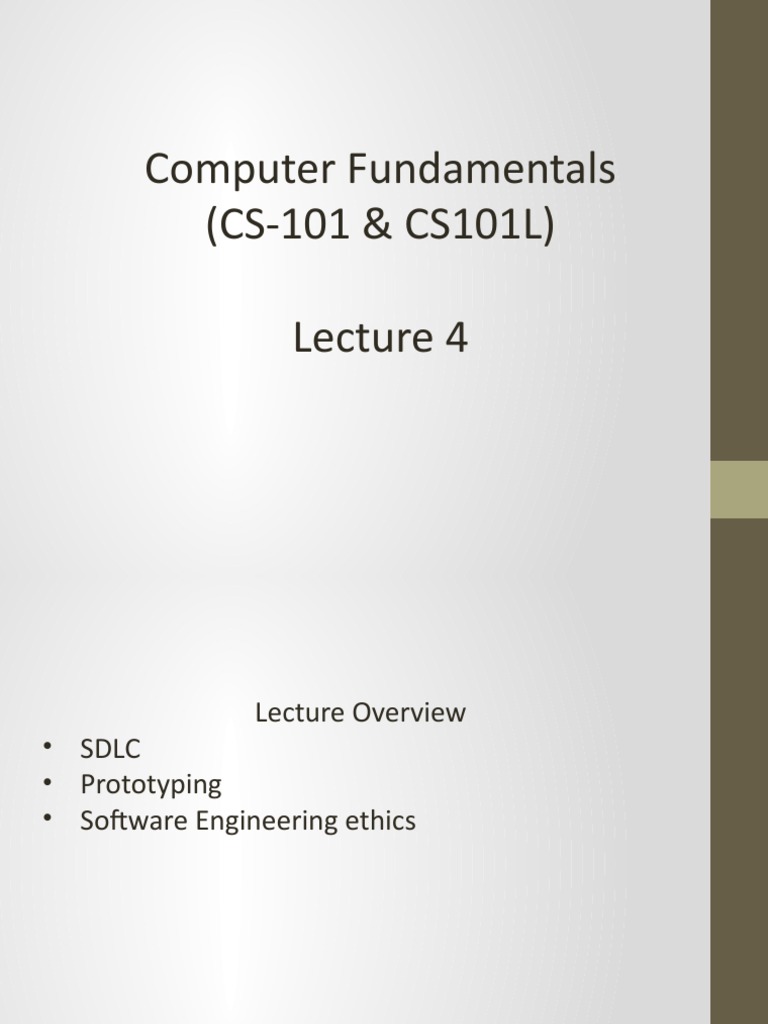 Computer Fundamentals (CS-101 & CS101L) | PDF | Software Development ...