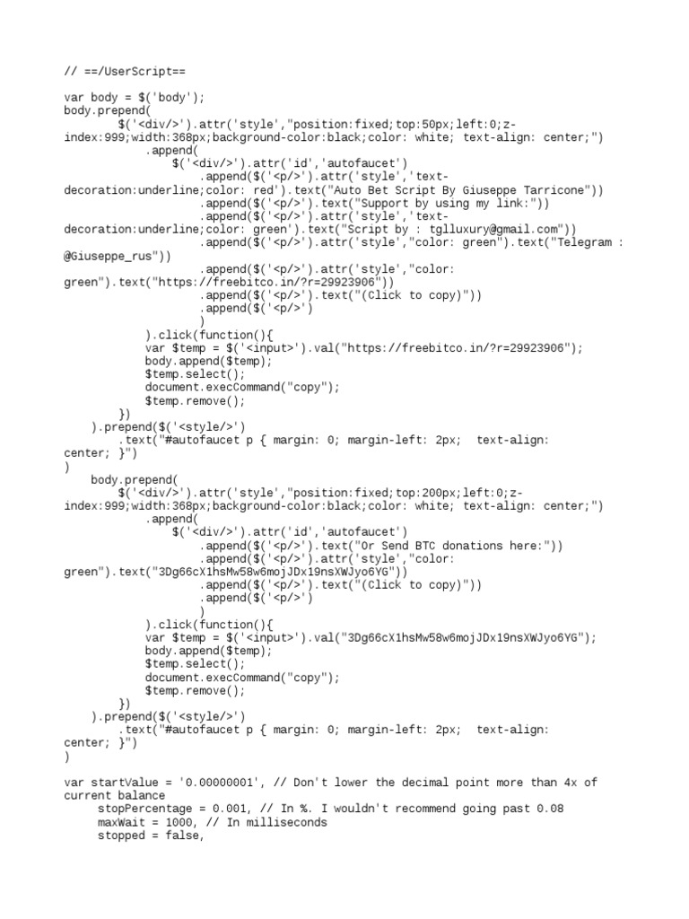 Freebitco - in AutoBet GT | PDF | Web Technology | Web Development
