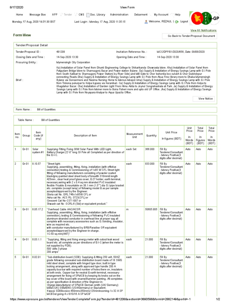 View Form Bill - MCC | Download Free PDF | Electrical Wiring | Pipe ...