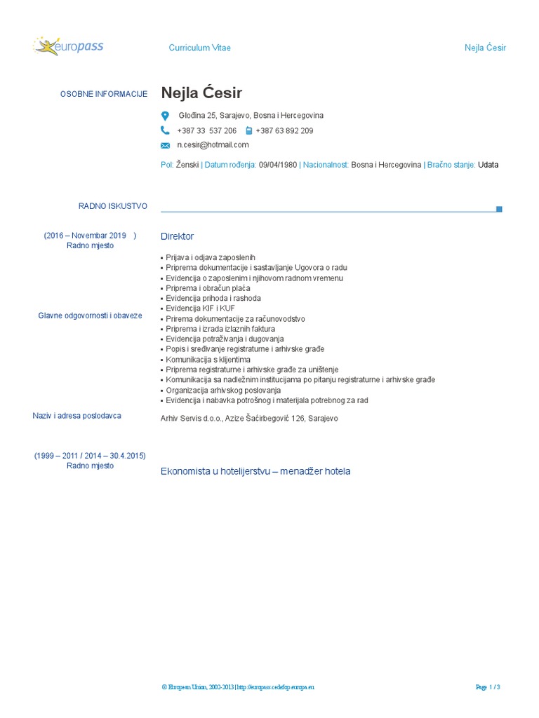 Diplomirani Ekonomista Resume CV | PDF