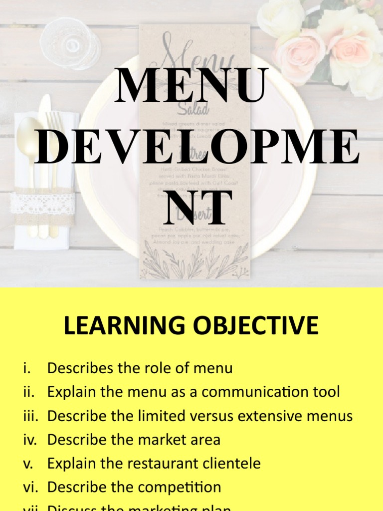 Menu Development | PDF | Menu | Marketing