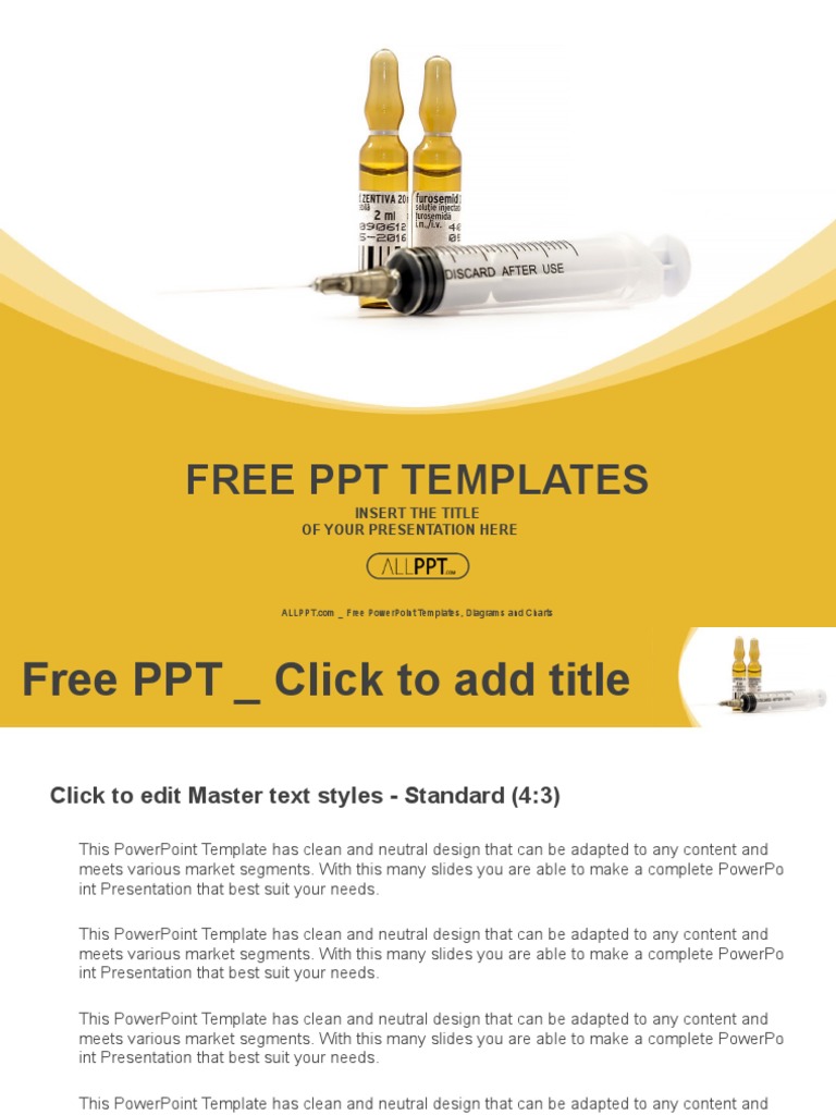 Syringe With Needle and Brown Ampoule PowerPoint Templates Standard