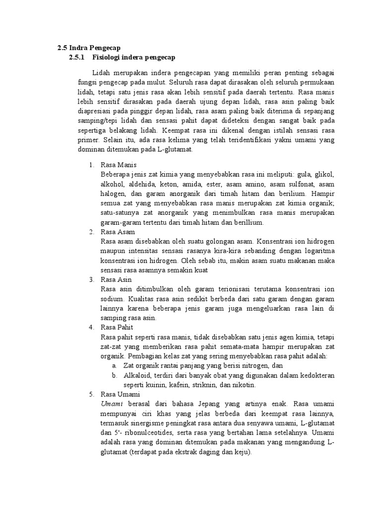 Fisiologi Indera Pengecap pada Lidah | PDF