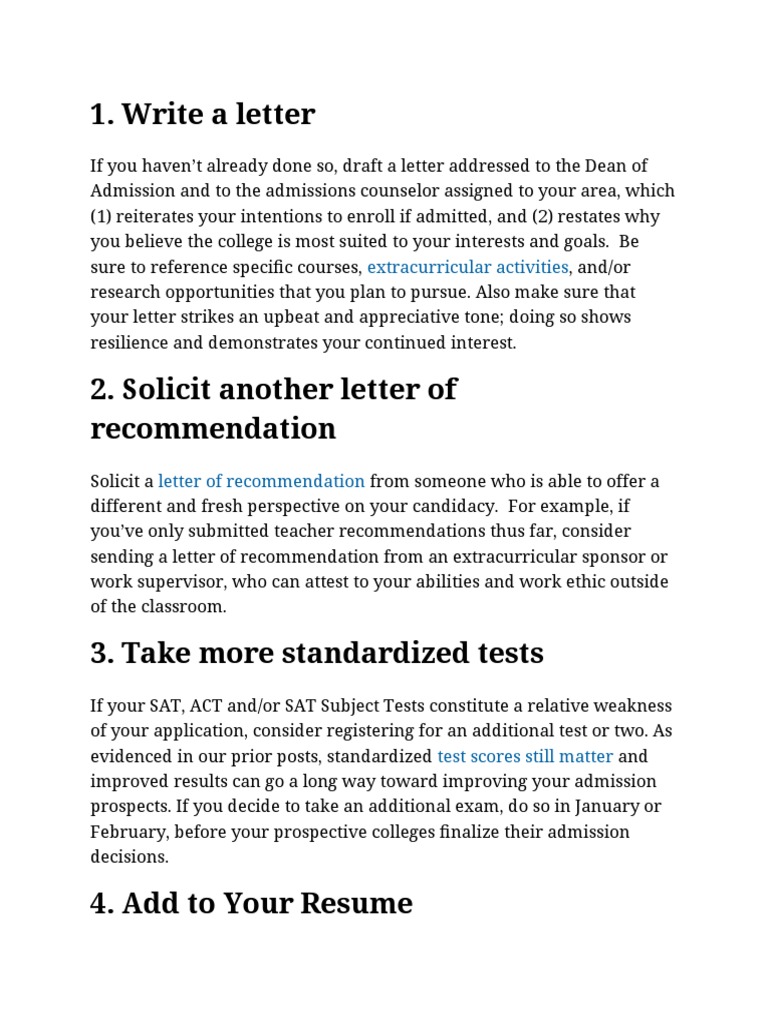 What To Do After Getting Deferred by Your First-Choice College | PDF ...