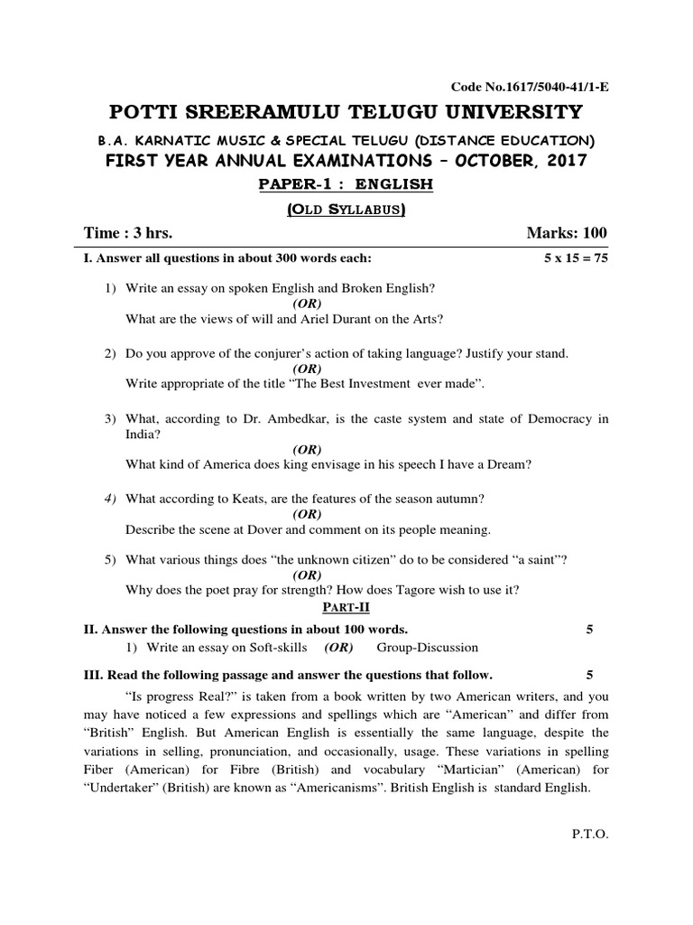 BA-1st Year - English - Old & New Syllabus PDF | PDF | English Language