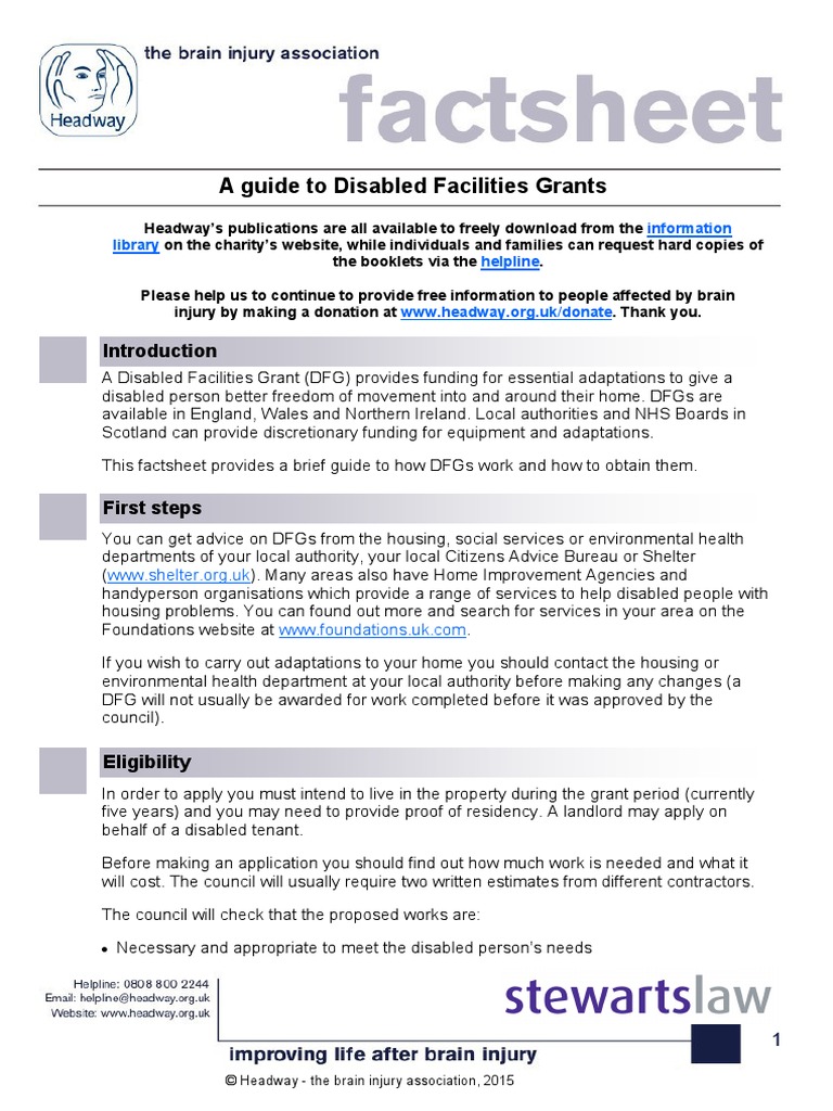 A Guide To Disabled Facilities Grants: Information Library Helpline | PDF | Government | Business