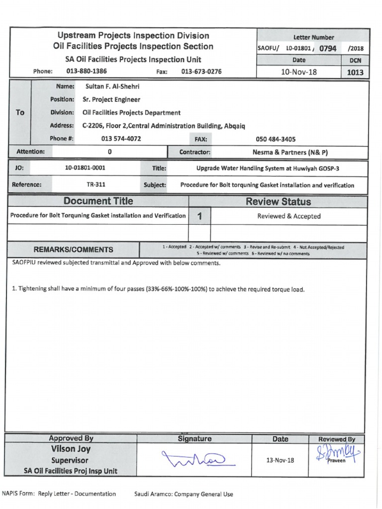 BOLT TORQUING, GASKET INSTALLATION AND VERIFICATION Rev.00 PDF | PDF ...