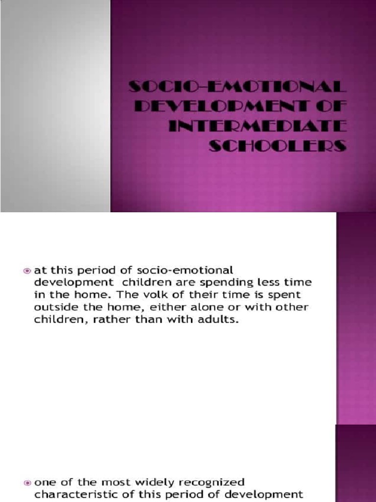 Socio Emotional Development of Intermediate Schoolers | PDF