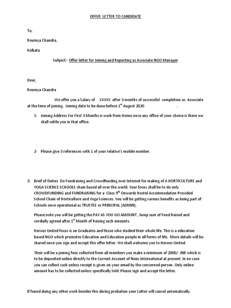 Offer Letter | PDF