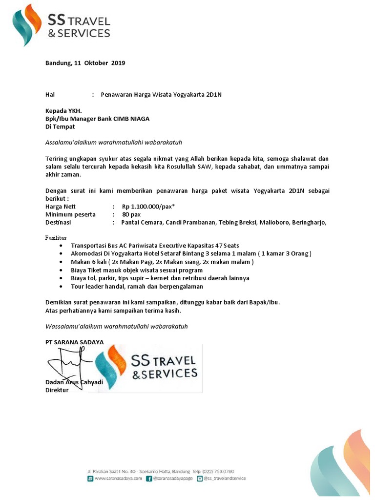 Penawaran Paket Wisata Yogyakarta 2D1N | PDF