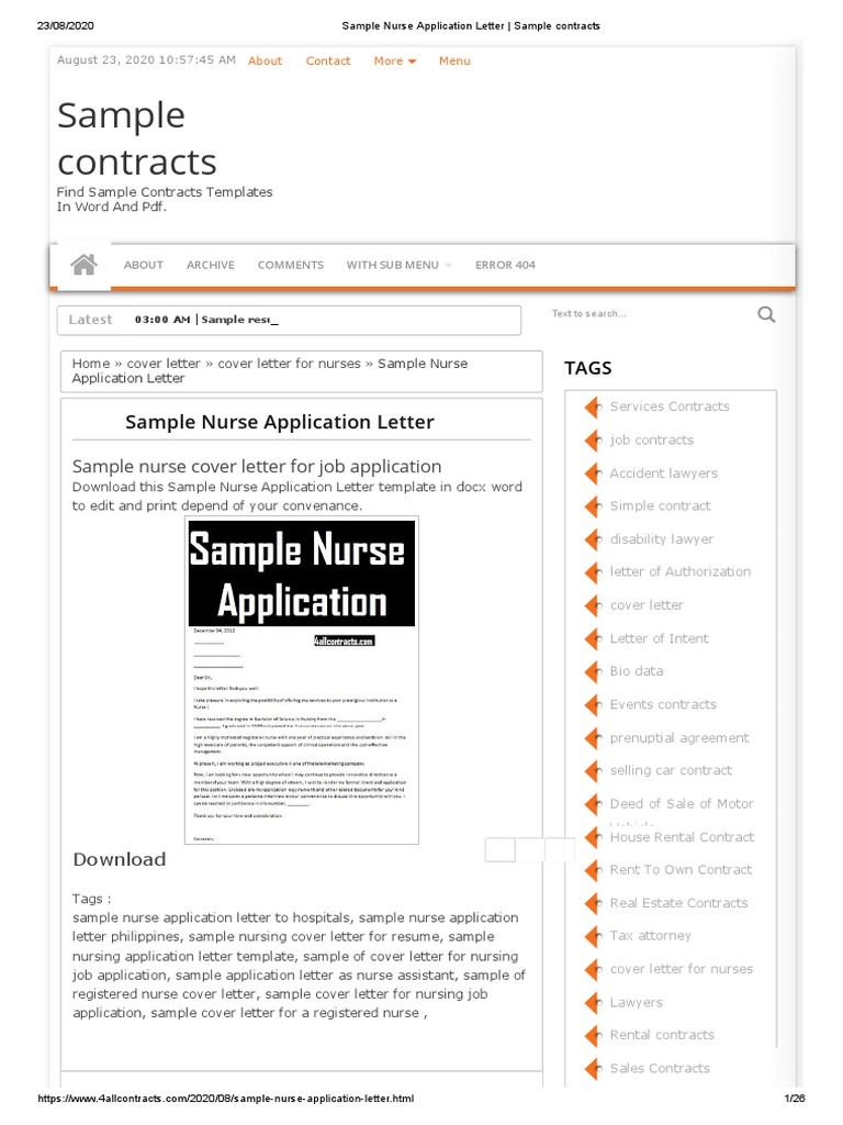 Sample Nurse Application Letter To Hospitals | PDF | Business ...