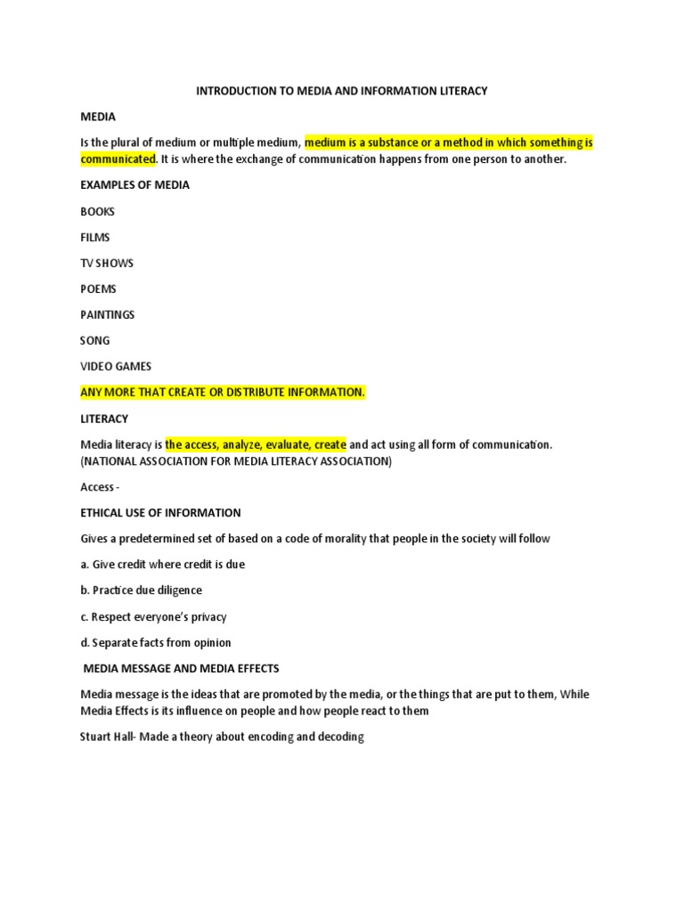 Intro to Media & Info Literacy | PDF