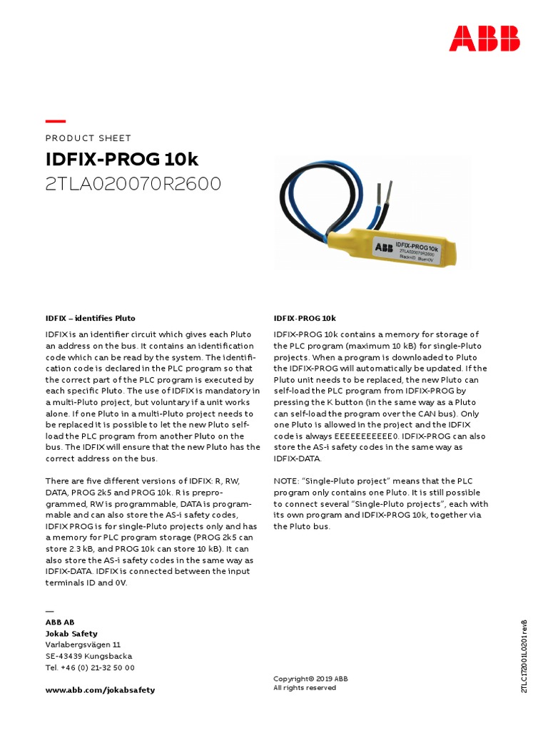 Idfix-Prog 10K: 2TLA020070R2600 | PDF