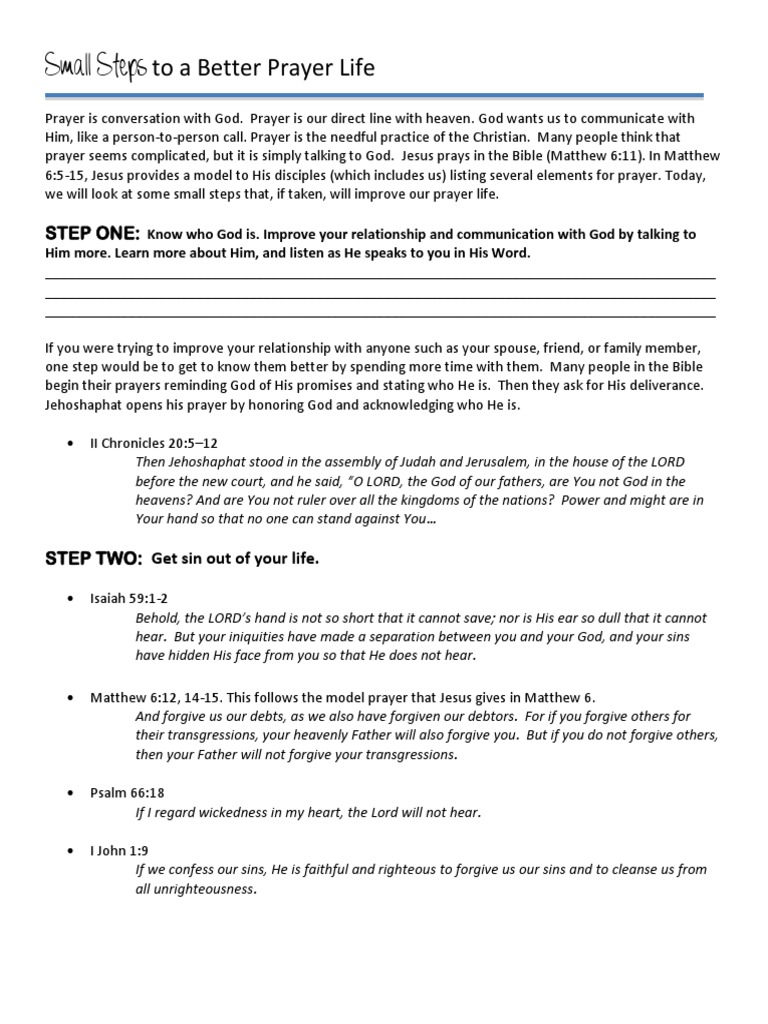 Small Steps To A Better Prayer Life | PDF | Gospel Of Matthew | Prayer