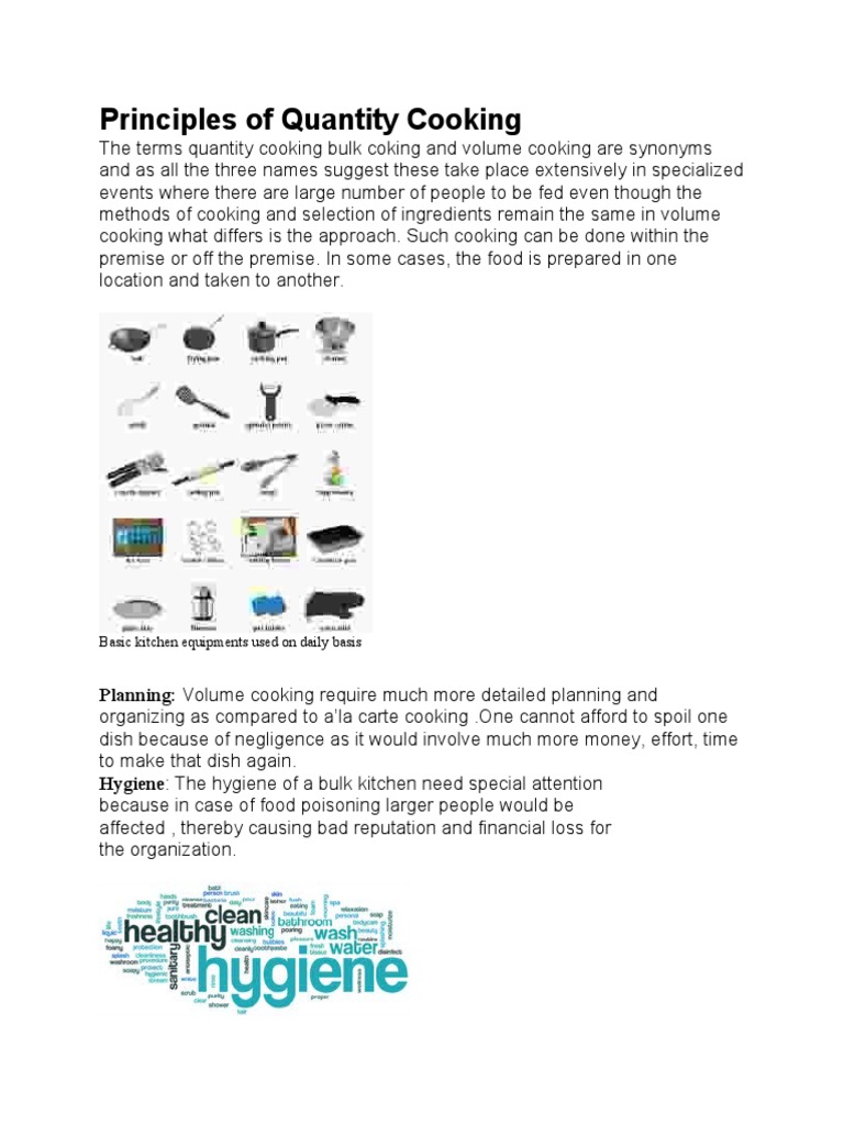 Principles of Quantity Cooking | PDF | Plastic | Cookware And Bakeware