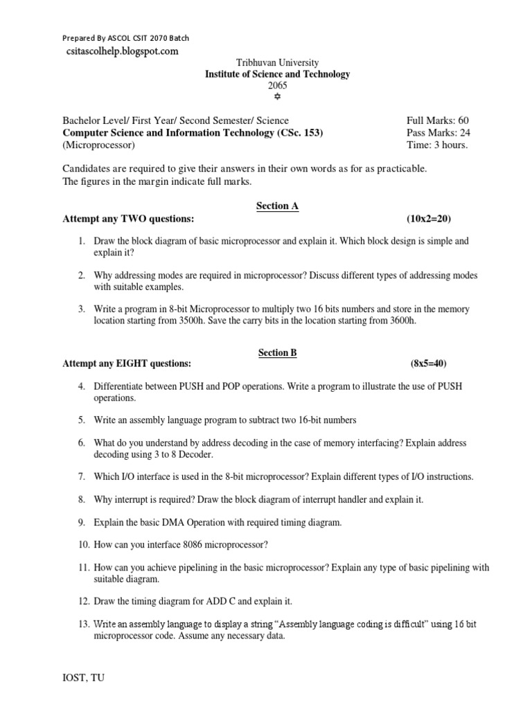 Computer Science and Information Technology (Csc. 153) | PDF | Assembly ...