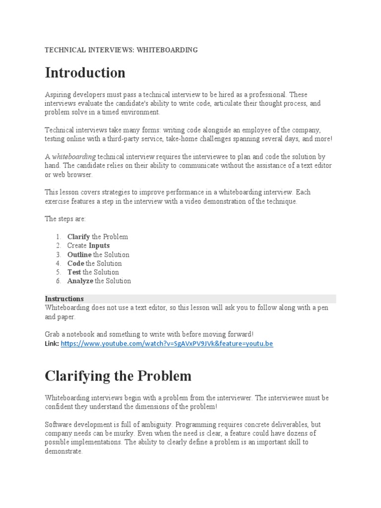 Mastering Whiteboarding Interviews | PDF | Interview | Input/Output