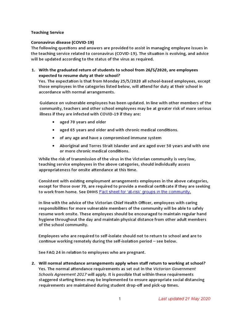 COVID-19 Guidelines for Teaching Staff | PDF | Telecommuting | Employment