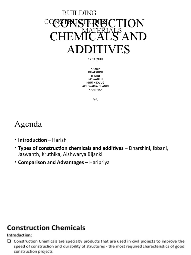Construction Chemicals and Additives Overview | PDF | Epoxy | Concrete