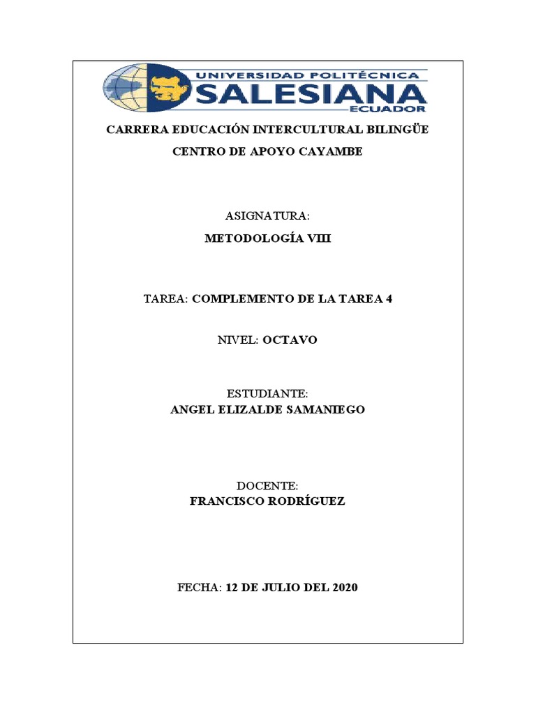 Tarea 4 Complemento | PDF | Verbo | Morfología