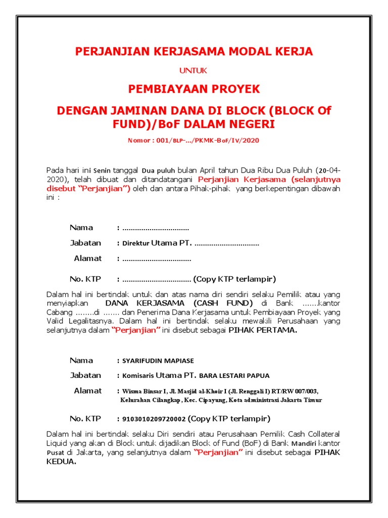 Draft MoA Balanced Dengan BoF - Dedy-R1 | PDF