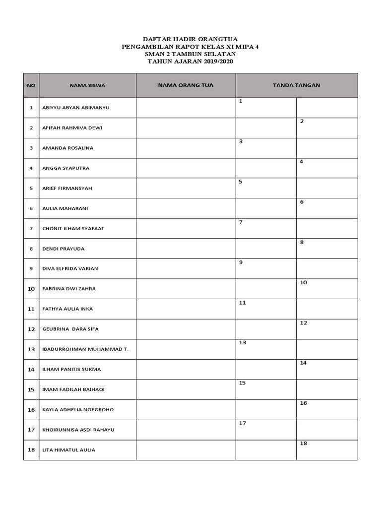 Absen Buat Ambil Rapot | PDF