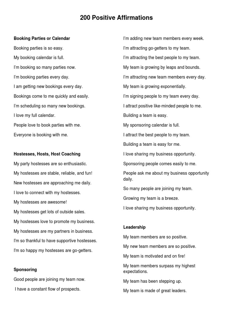 200 Affirmations For Network Marketing | PDF | Gratitude | Wealth