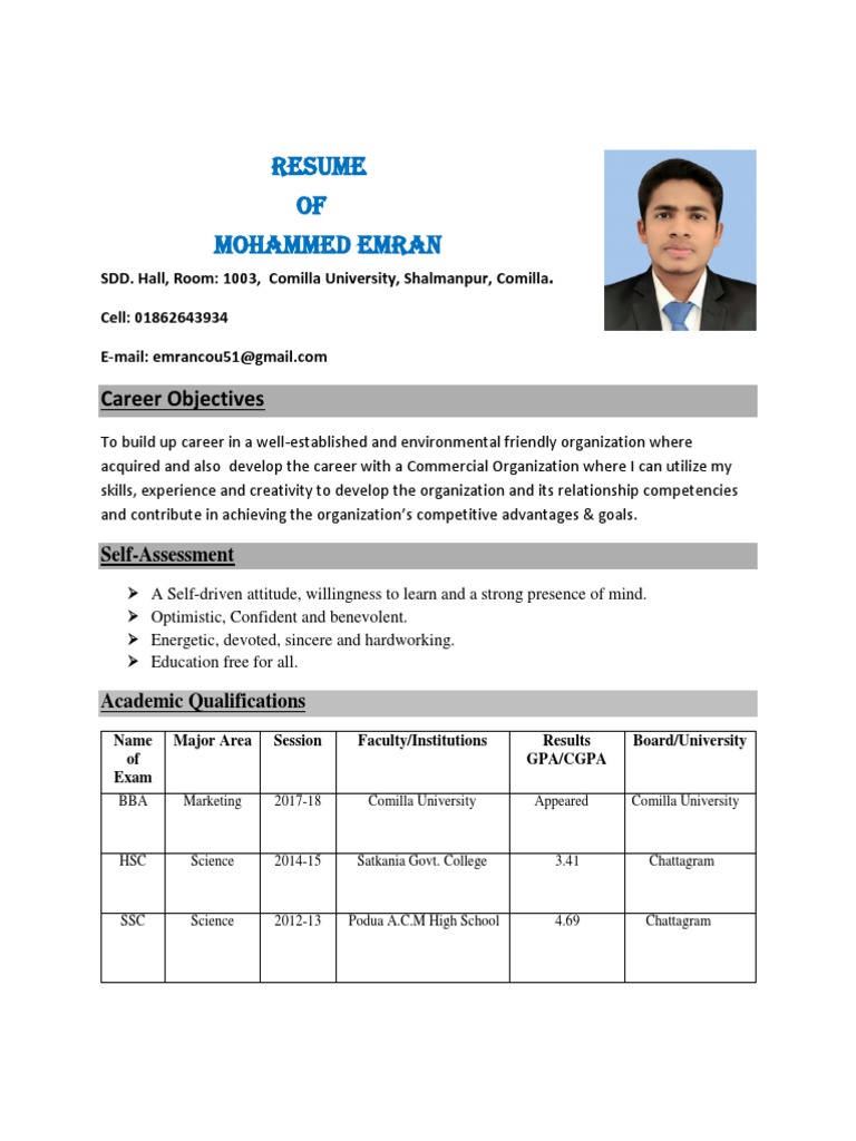 Emran CV PDF | PDF | Bangladesh | Learning