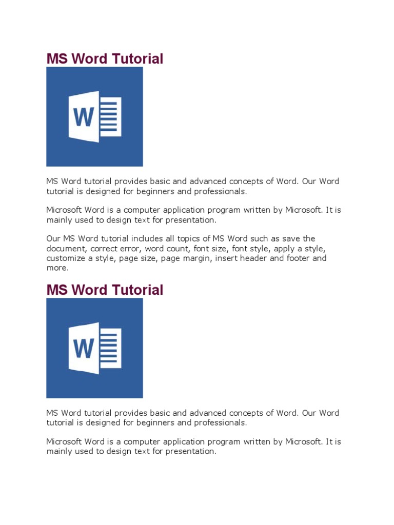 MS Word Tutorials | PDF