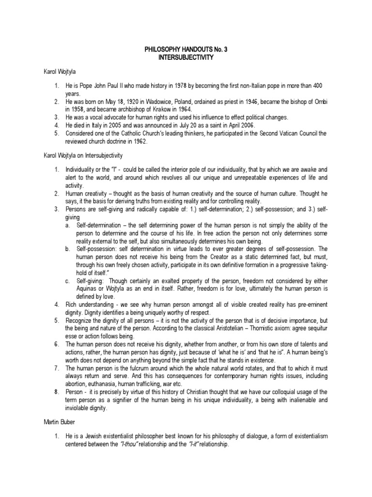 INTERSUBJECTIVITY | PDF | Martin Buber | Metaphysics