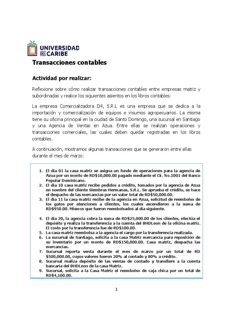 Transacciones Contables | PDF