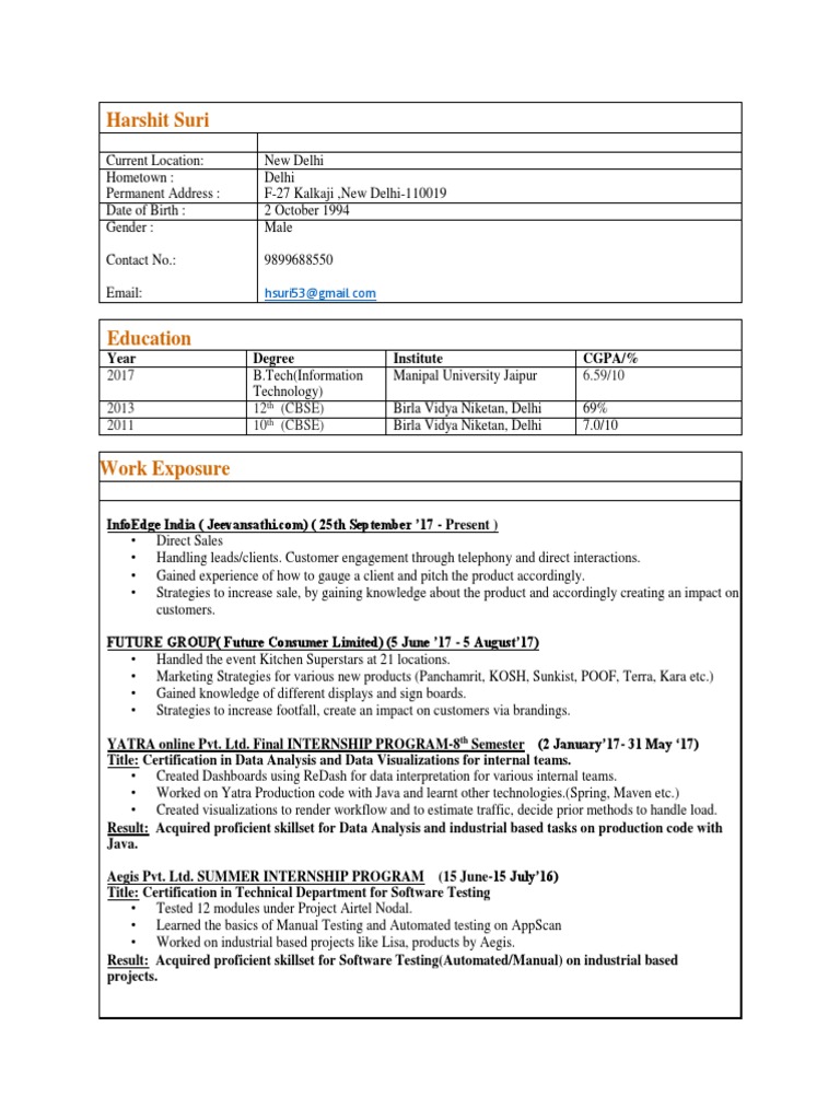 Harshit Suri Resume | PDF | Computing | Software