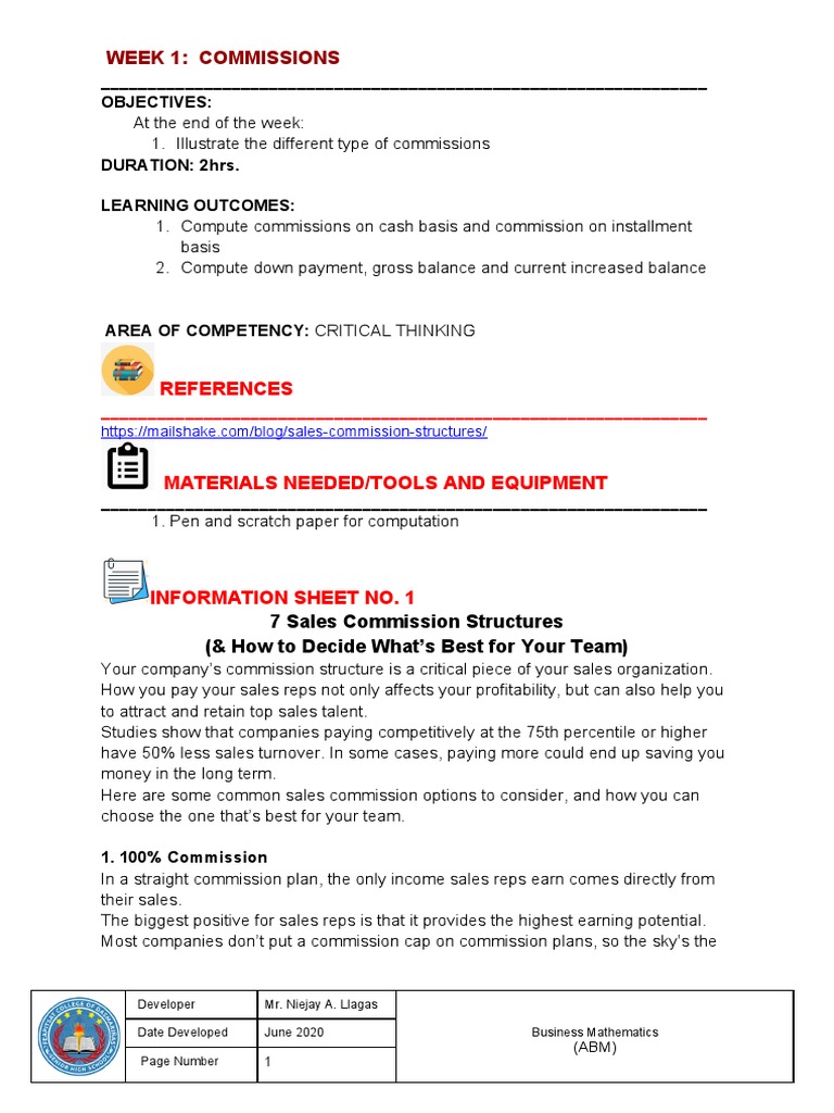 2nd Quarter Module Business Mathematics | PDF | Net Income | Salary