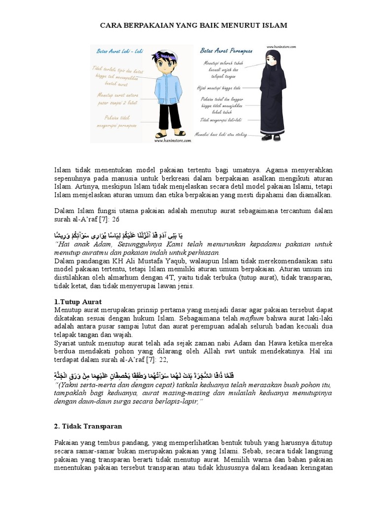 Cara Berpakaian Yang Baik Menurut Islam | PDF