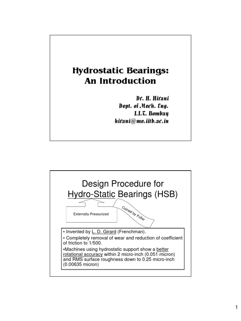 Hydrostatic Bearings Design and Analysis | PDF | Telescope | Lens (Optics)