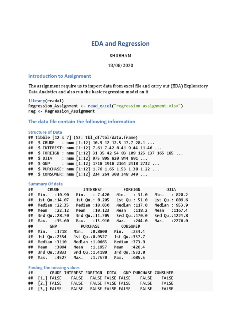EDA and Regression Analysis | PDF | Scientific Modeling | Applied Mathematics