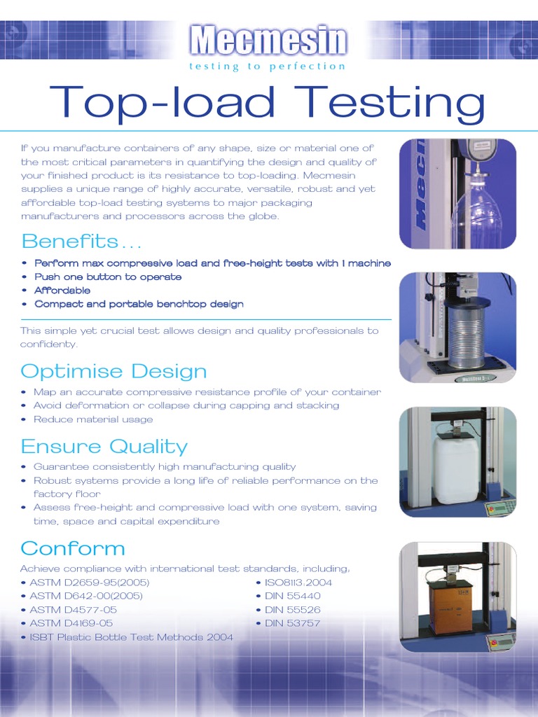 Top Load Testing Datasheet English EQ | PDF | Nature