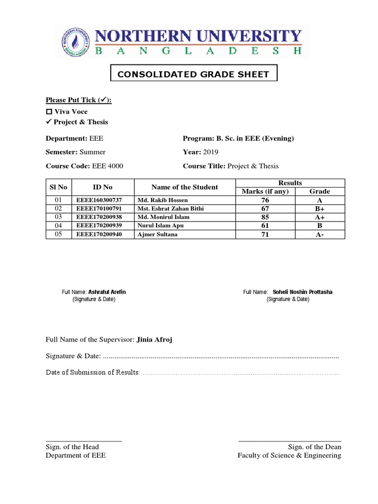 Consolidated Grade Sheet | PDF