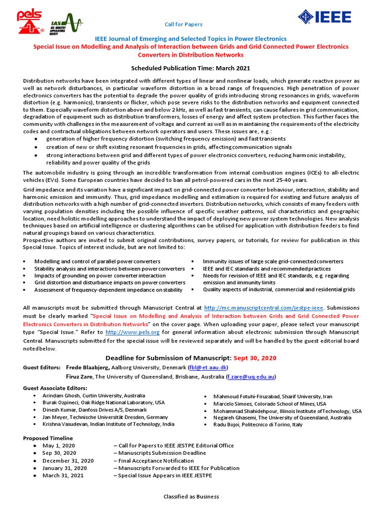 Special Issue - IEEE Journal | PDF | Electrical Grid | Power Electronics