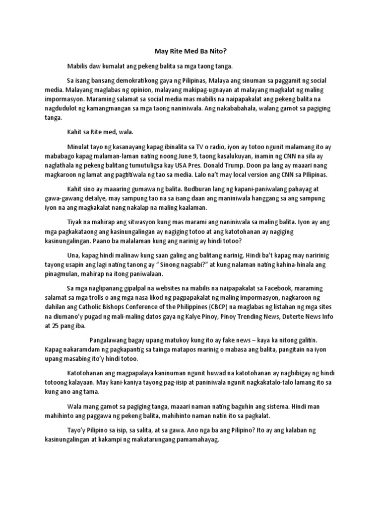 May Rite Med Ba Nito | PDF