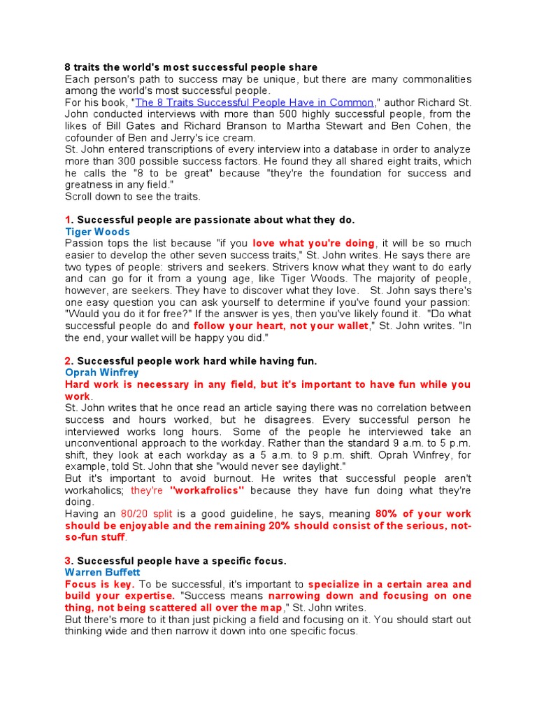 8 Traits The Worlds Most Successful People Share | PDF