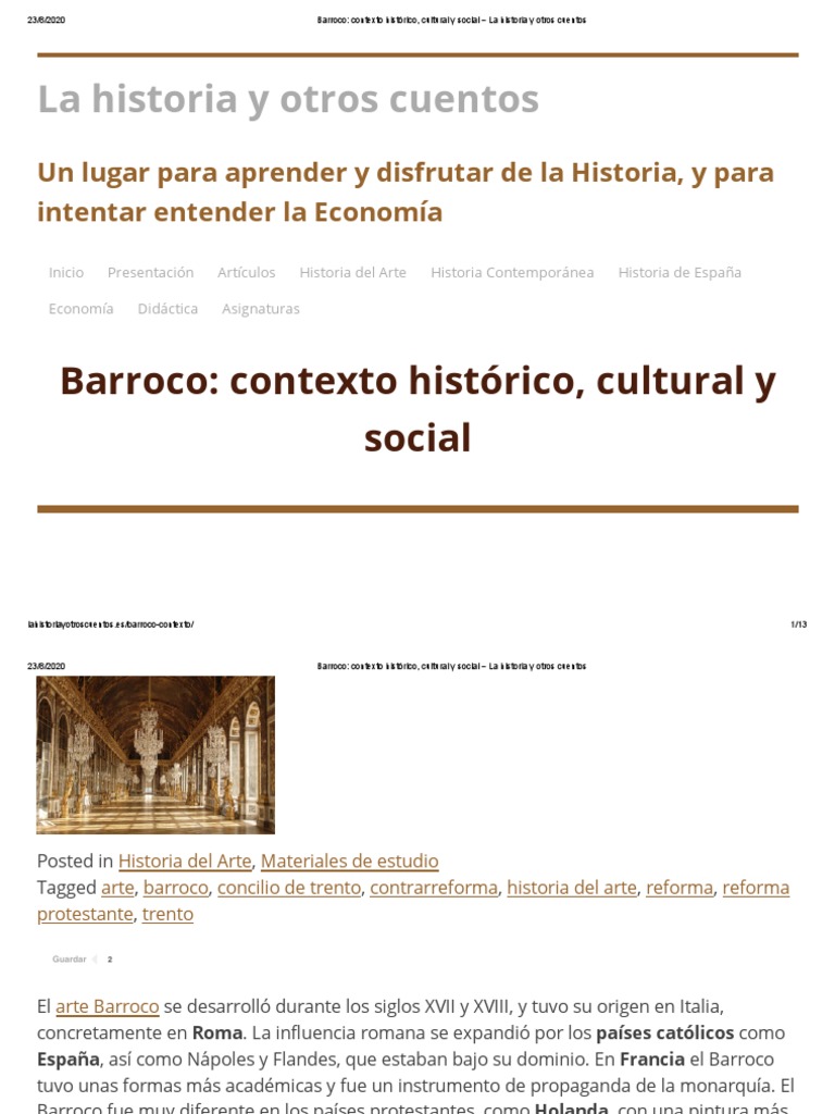 Barroco - Contexto Histórico, Cultural y Social - La Historia y Otros Cuentos | PDF | Barroco ...