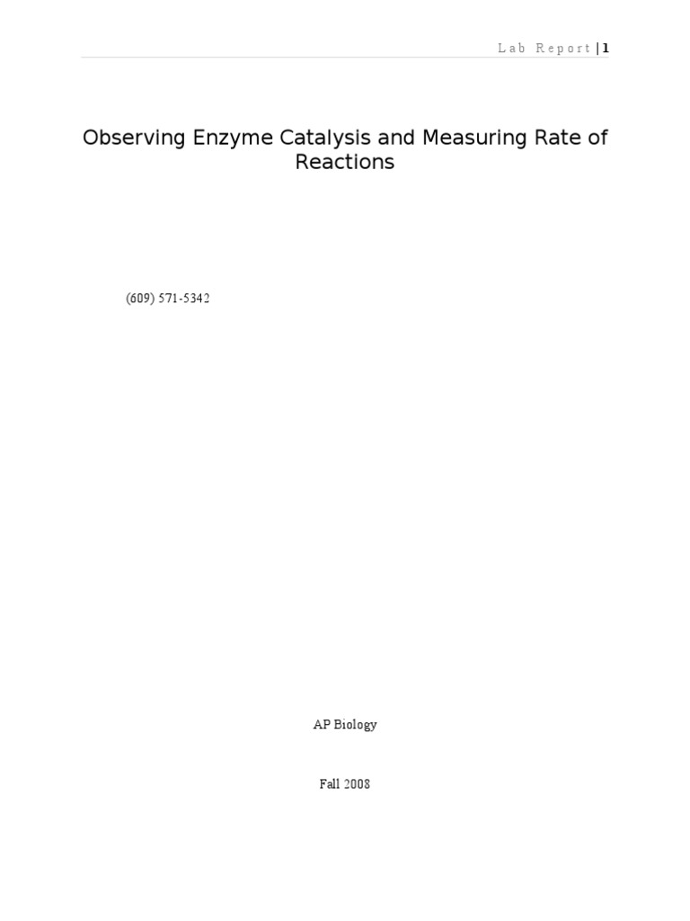 Enzyme Catalysis Lab Report | PDF | Active Site | Enzyme