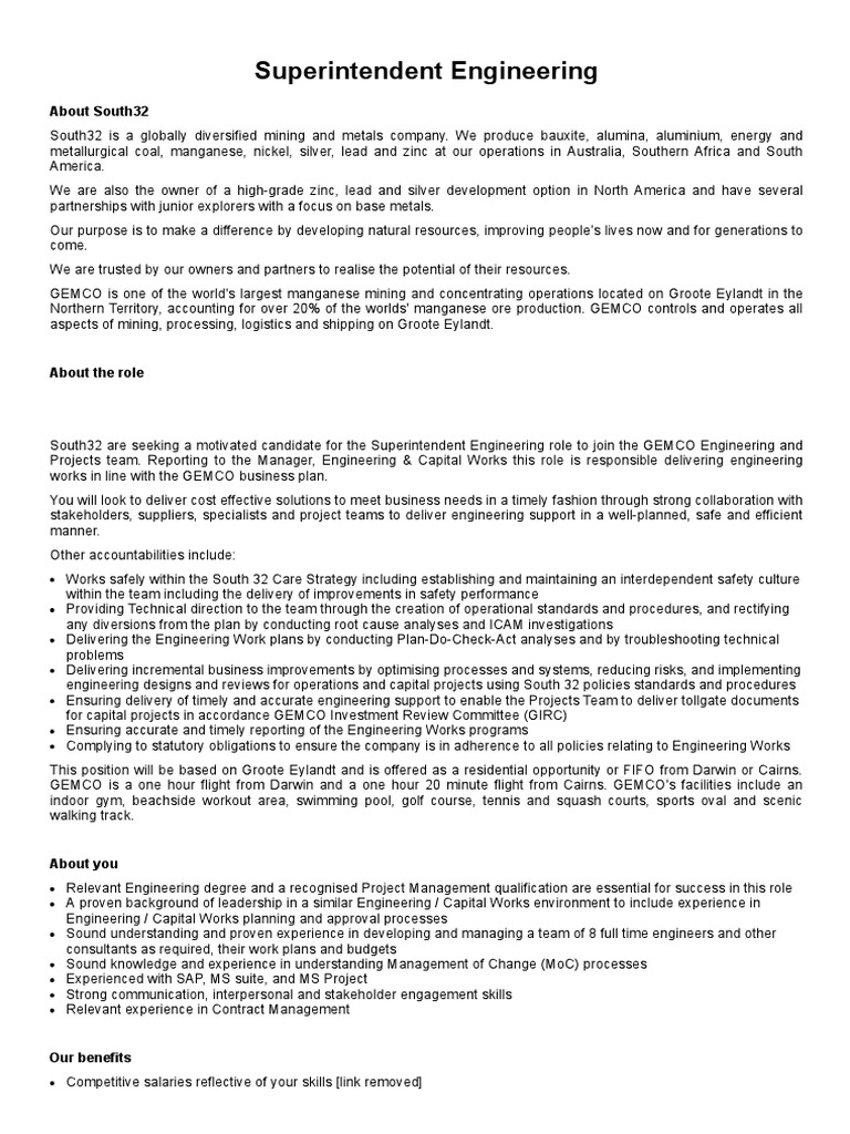 Delivering Engineering Solutions: Superintendent Engineering Role at ...